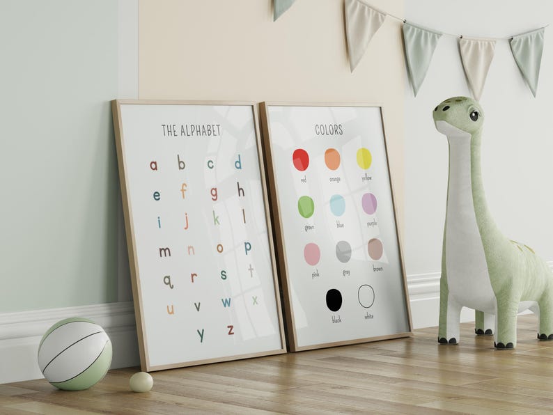 Rainbow Alphabet Colors Educational ABC Poster 2 Piece Set, Lowercase ...