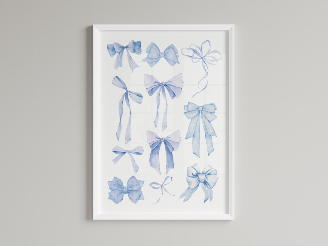 Trendy Blue Bows Wall Art Printable, Coquette Room Decor, Preppy Poster ...