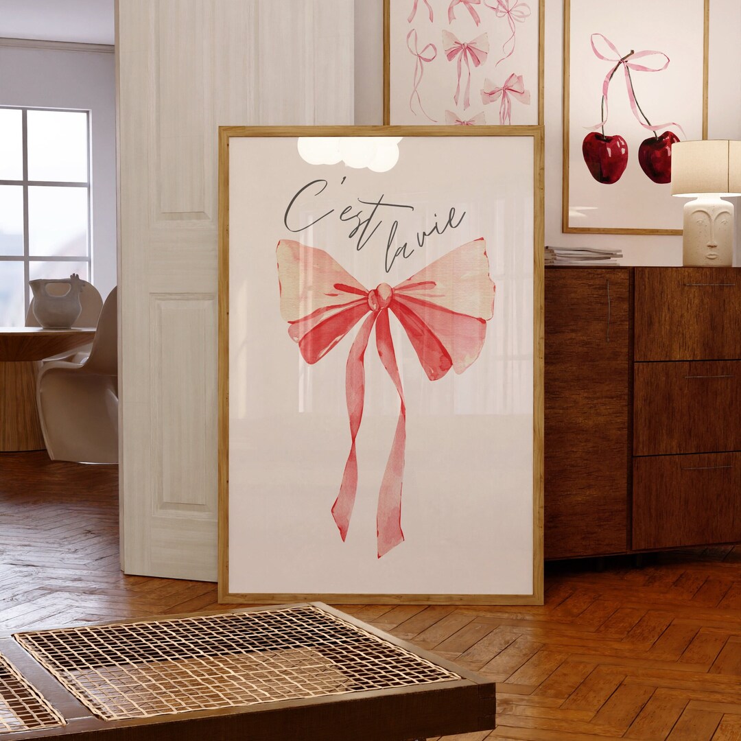 Trendy Pink Bow Wall Art Printable, Coquette Room Decor, Preppy Poster ...