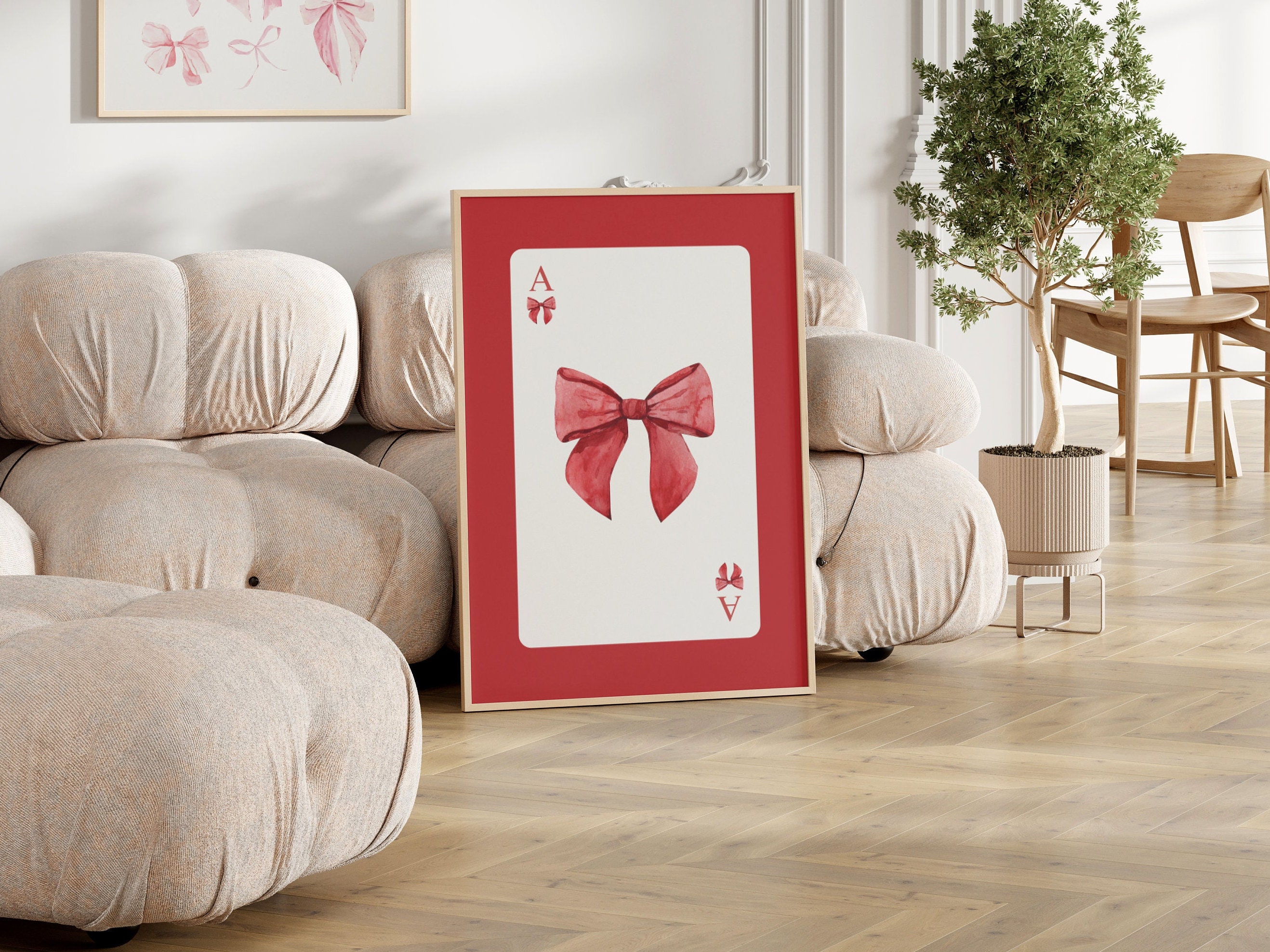 Trendy Red Bows Ace Card Wall Art Printable, Coquette Room Decor ...