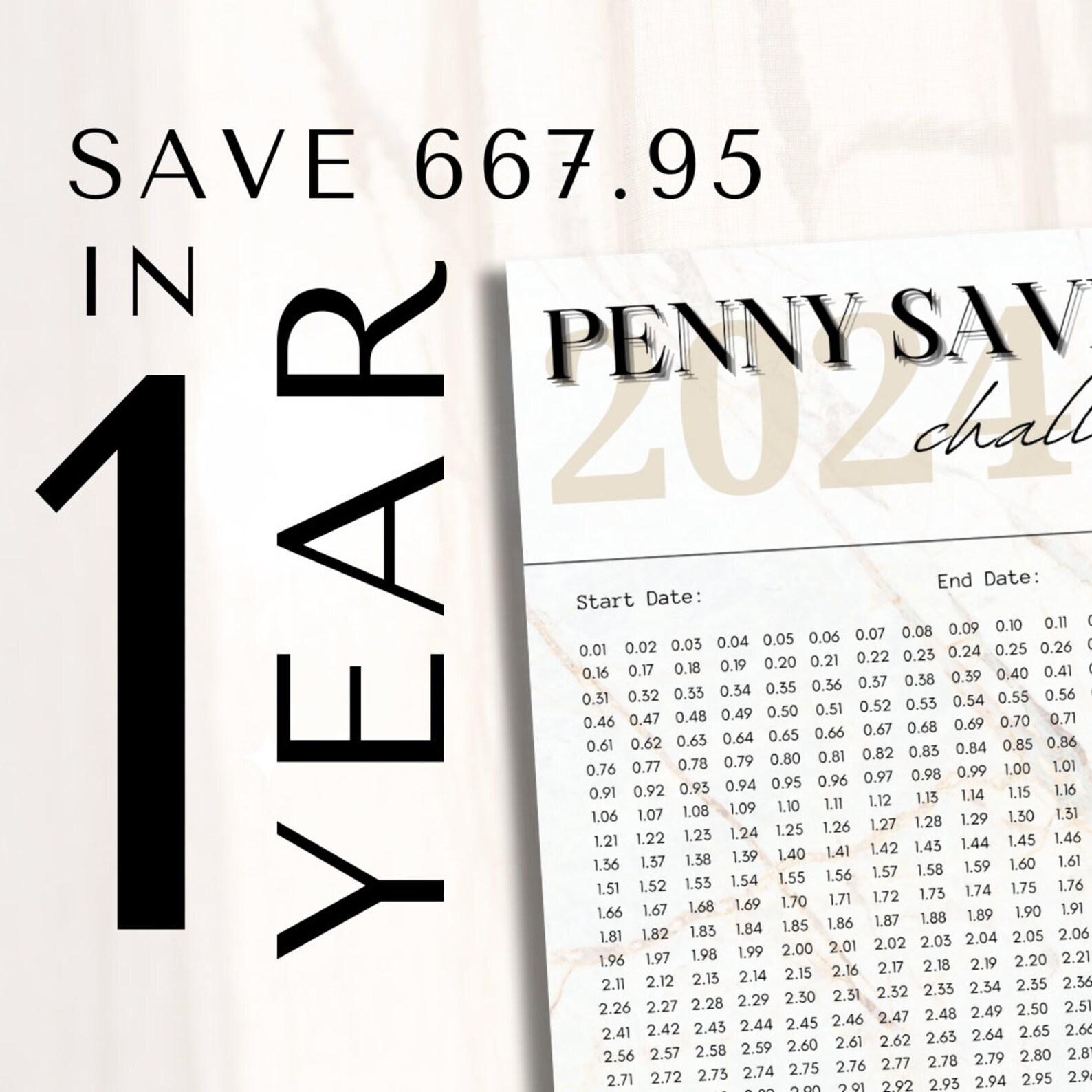 1p Saving Challenge, One Penny Saving Challenge Printable, A4, A5 ...