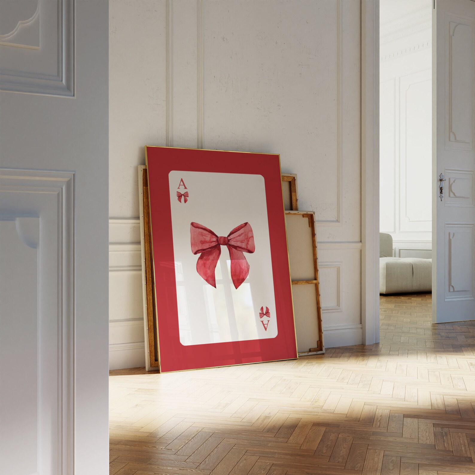 Trendy Red Bows Ace Card Wall Art Printable, Coquette Room Decor ...