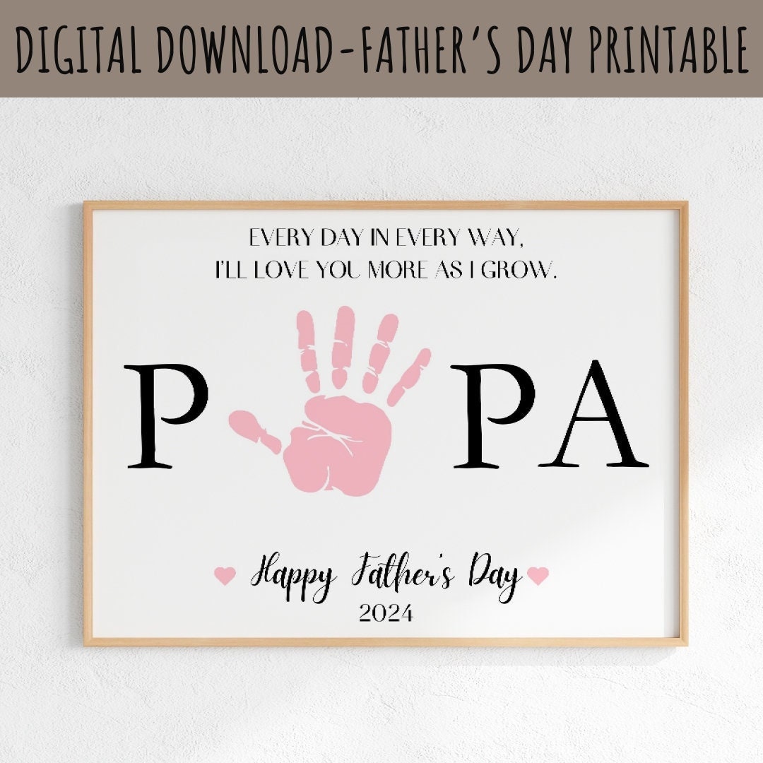 Father's Day Handprint Papa Printable, DIY Craft Gift for Dad, Gift for ...
