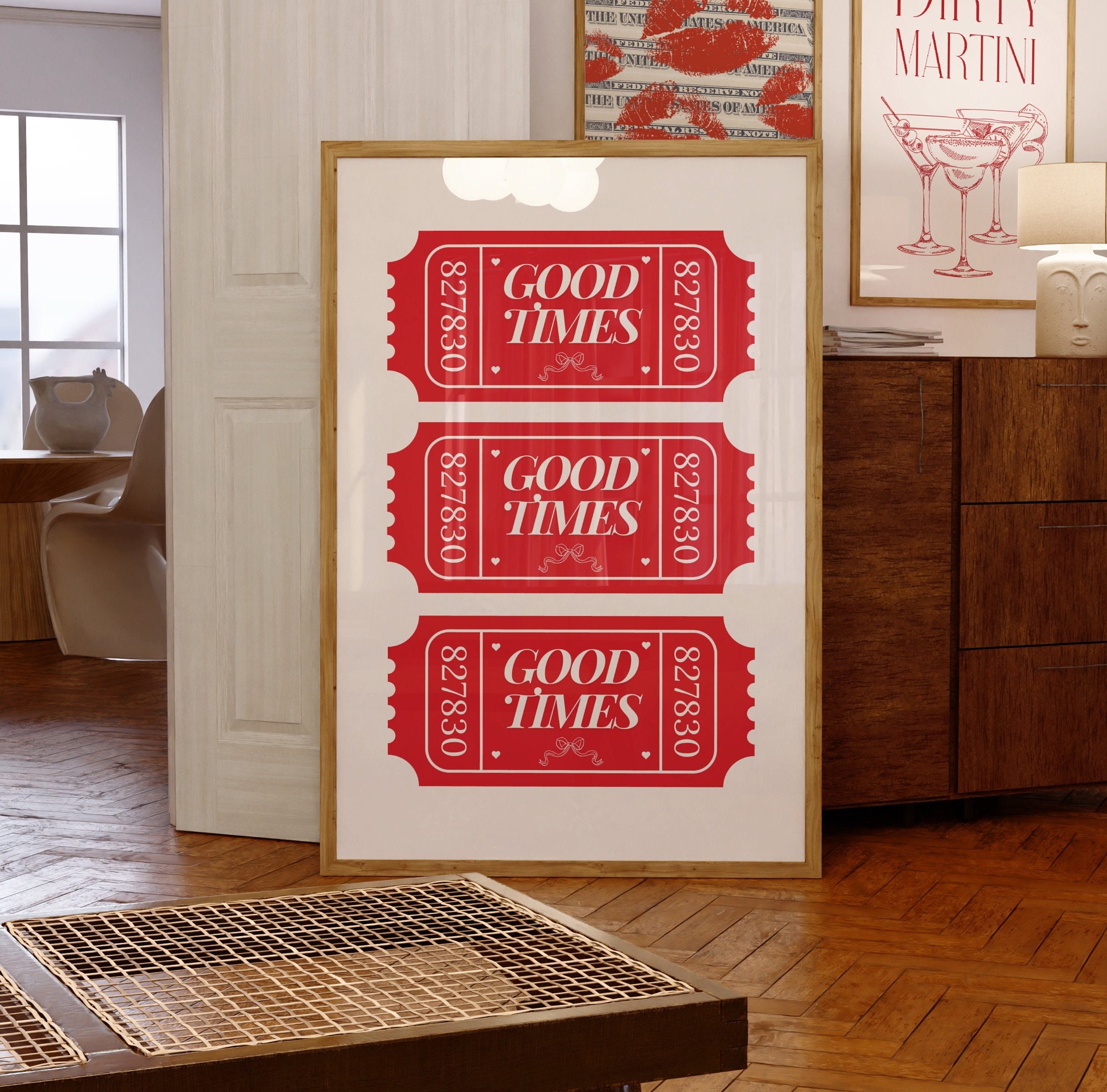 Trendy Red Ticket Bow Wall Art Printable, Coquette Room Decor, Preppy ...