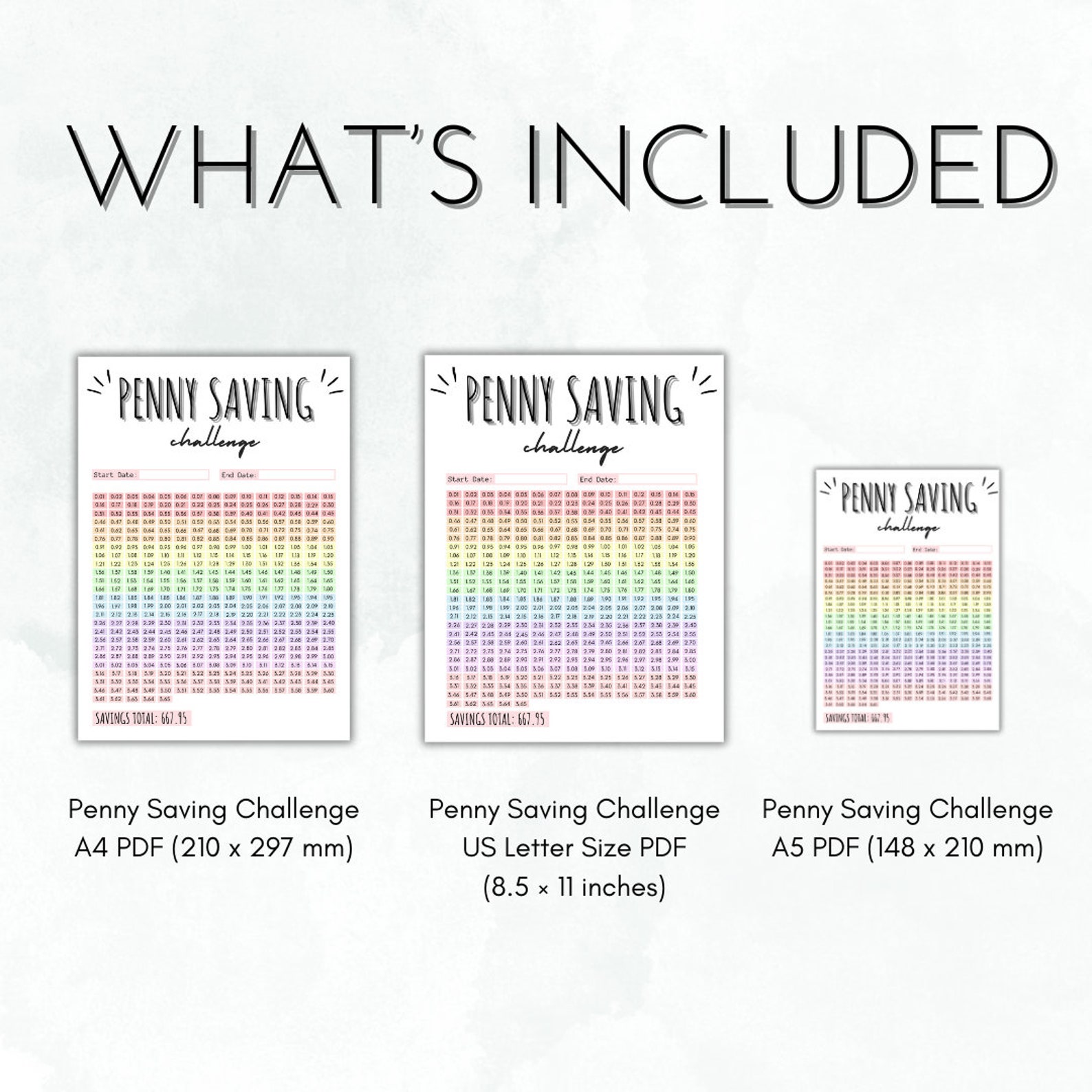 1p Saving Challenge, One Penny Saving Challenge Printable, A4, A5 ...