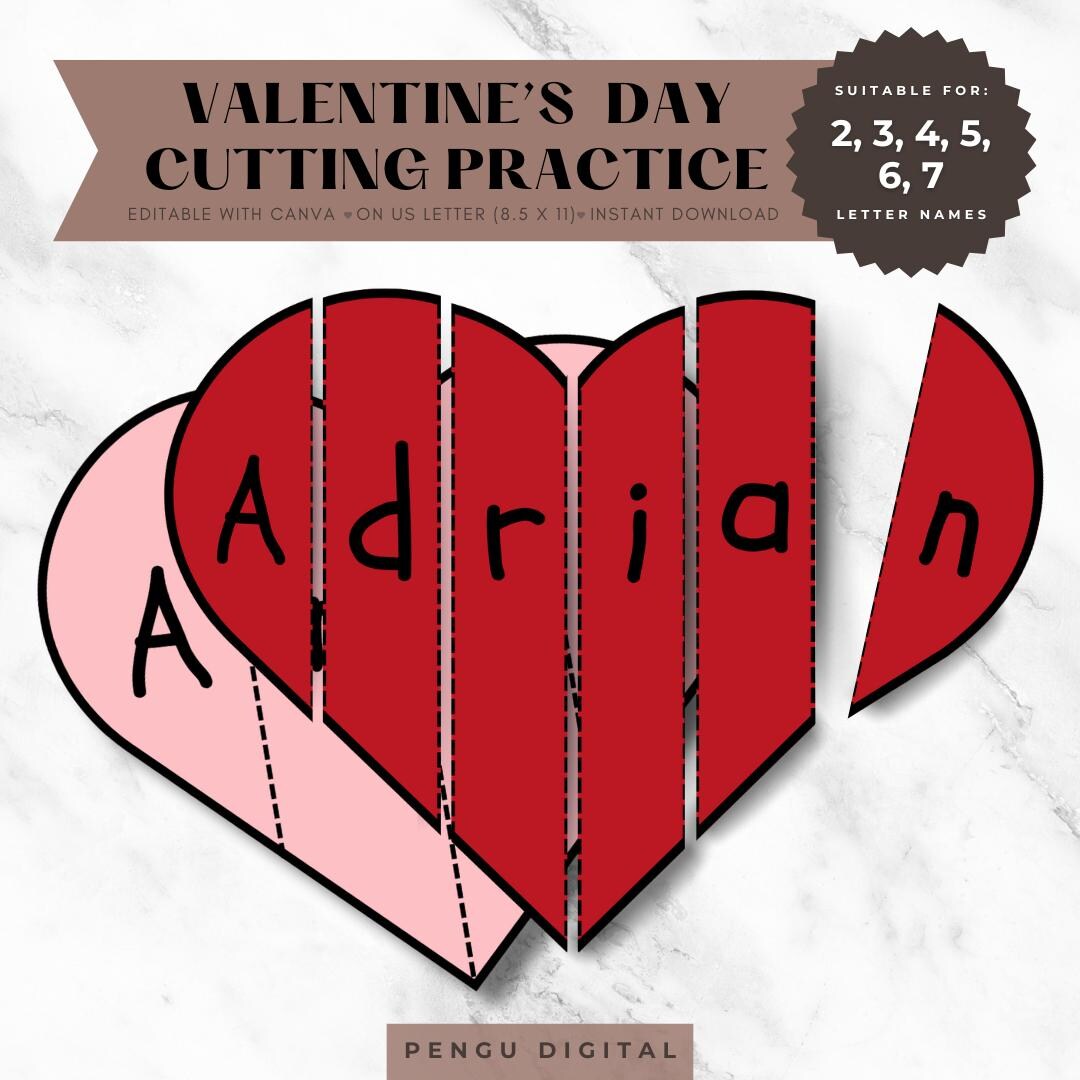 Valentine's Day Cutting Practice Editable, Fine Motor Skills ...