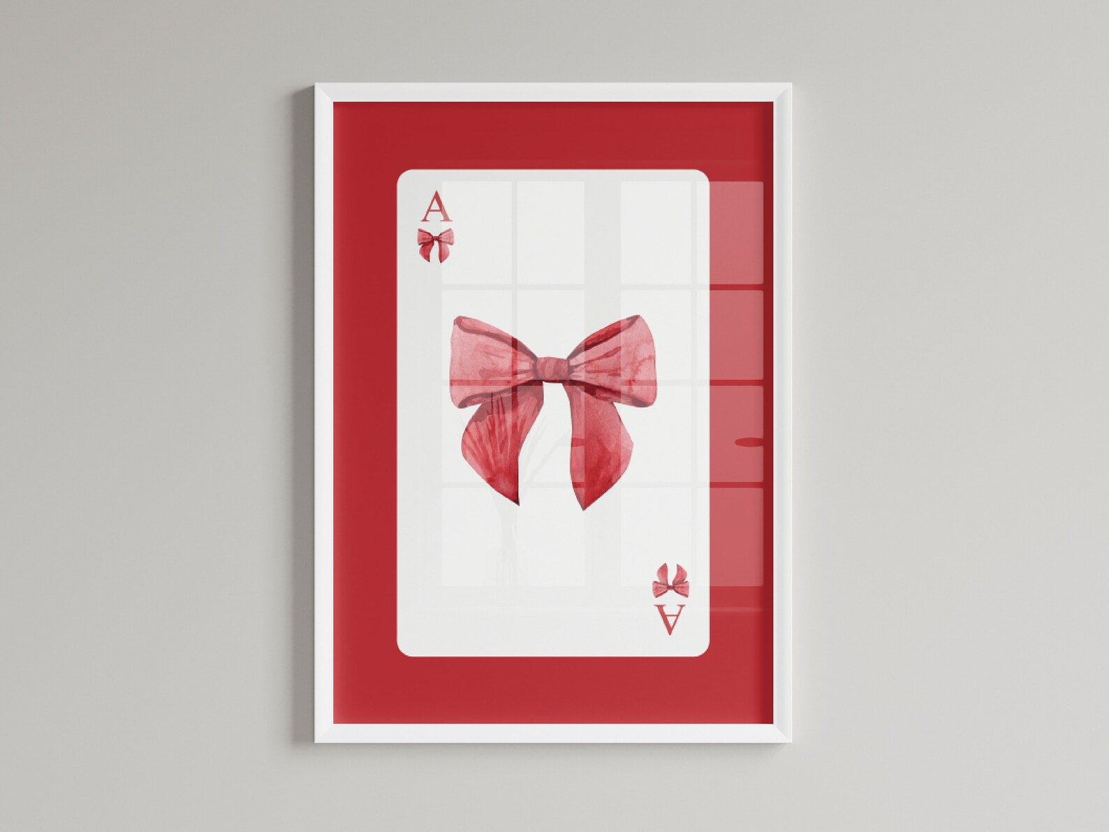 Trendy Red Bows Ace Card Wall Art Printable, Coquette Room Decor ...