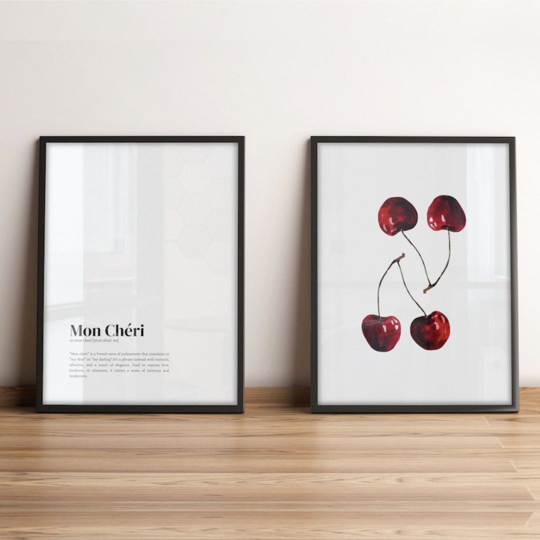 Cherry Wall Art Printables 2 Piece Set, Mon Cheri Feminine Posters ...
