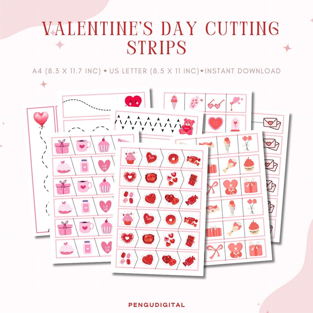 Valentine's Day Cutting Practice, Fine Motor Skills, Valentines Day ...
