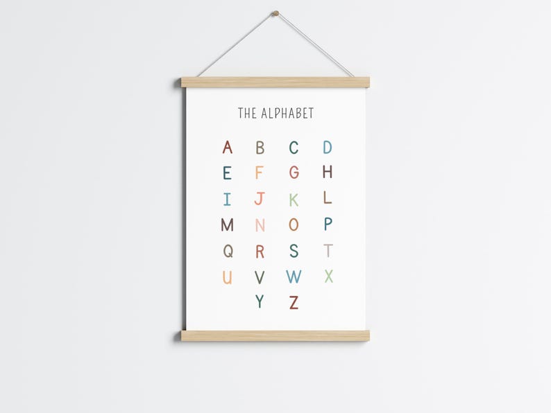 Educational ABC Poster, Uppercase Alphabet Letters Wall Art, Kids ...