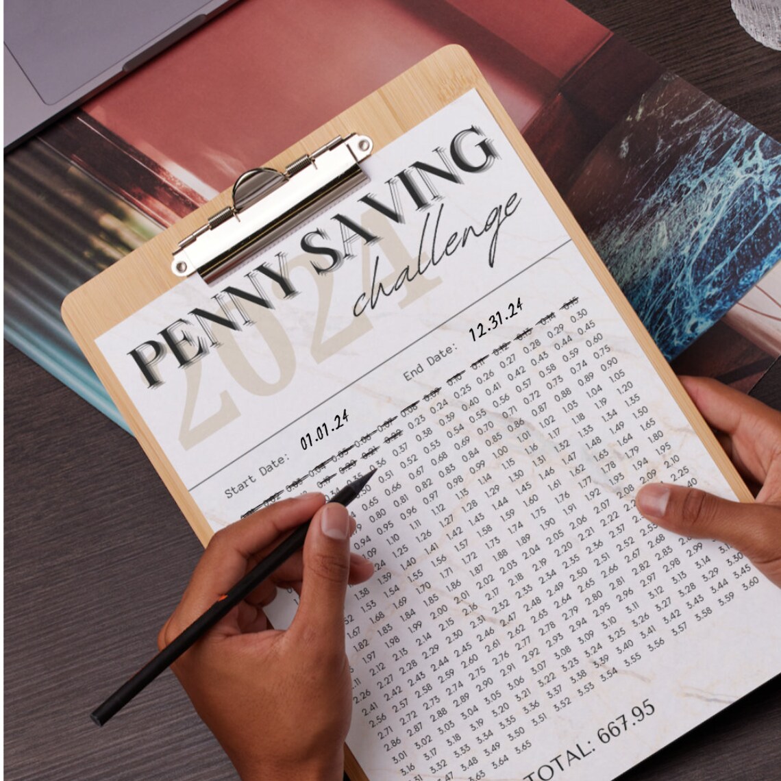 1p Saving Challenge, One Penny Saving Challenge Printable, A4, A5 ...