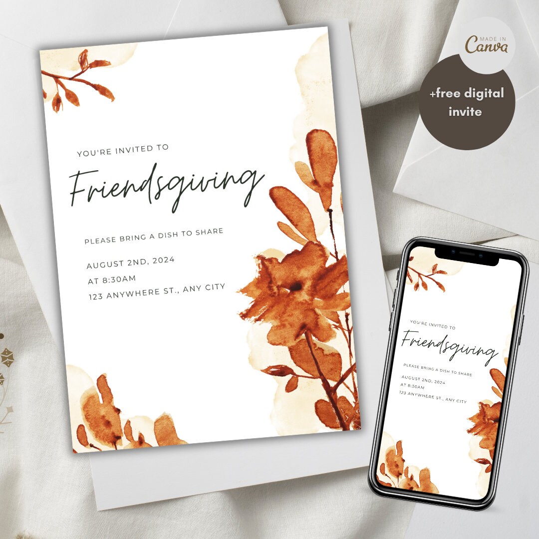 Thanksgiving Dinner Invitation, Let's Give Thanks Invitation Template ...