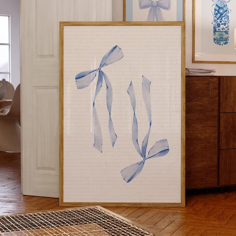 Blue Bows Wallpaper - Etsy