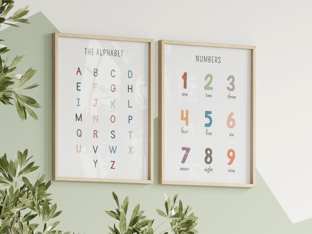 Rainbow Alphabet Numbers 1-9 Educational ABC Poster 2 Piece, Uppercase ...