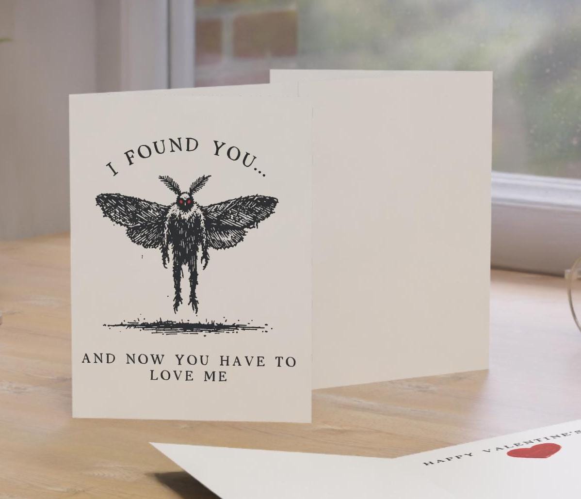 Mothman Valentines Day Card | Cryptid Love Greeting Card | 4.6x6.25 ...