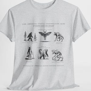 Dark Americana Cryptid Identification Chart T-shirt | Paranormal ...
