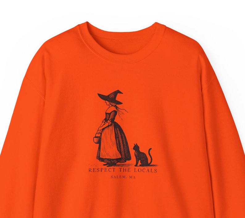 Salem Witch Respect the Locals Crewneck Sweater | Vintage Halloween ...