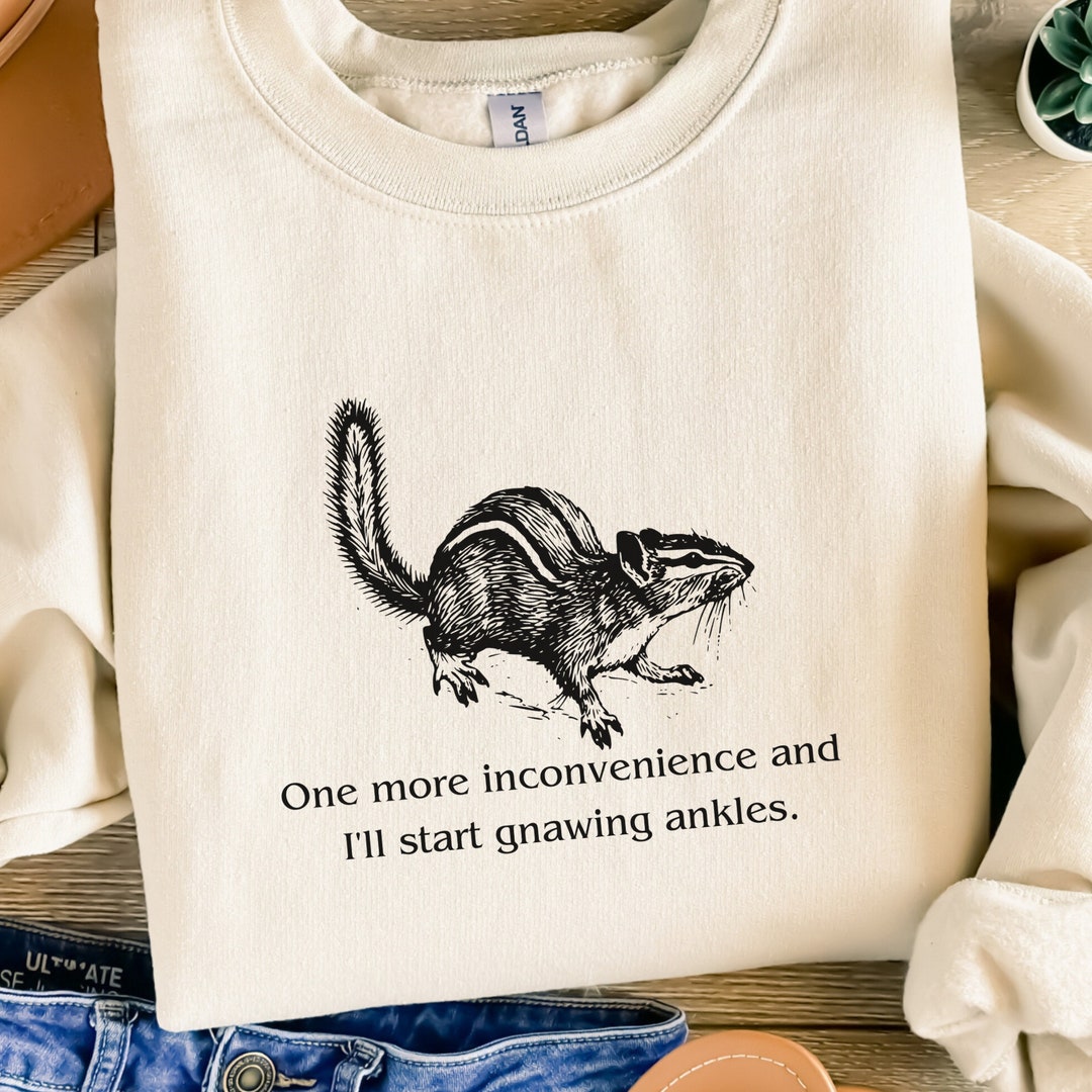 Chipmunk Sassy Animal Crewneck Heavy Cotton Blend Sweater, Order Larger ...