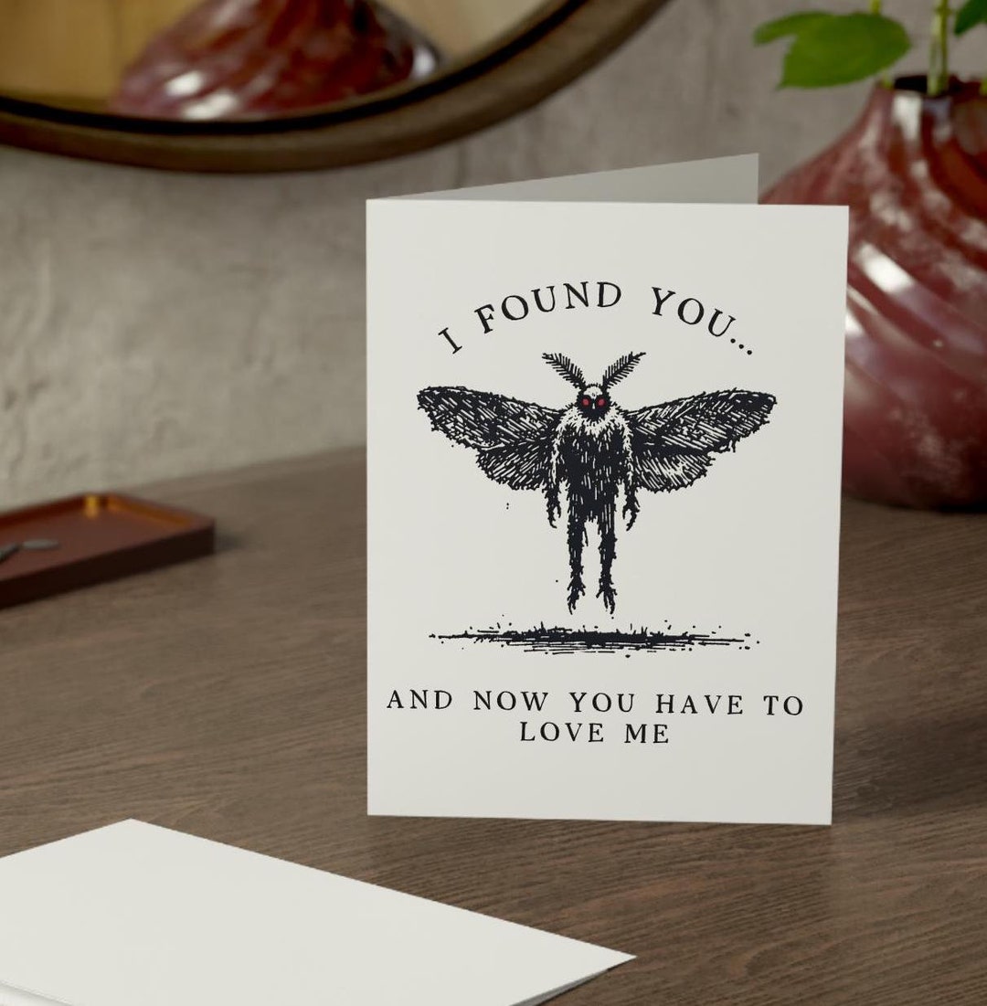 Mothman Valentines Day Card | Cryptid Love Greeting Card | 4.6x6.25 ...