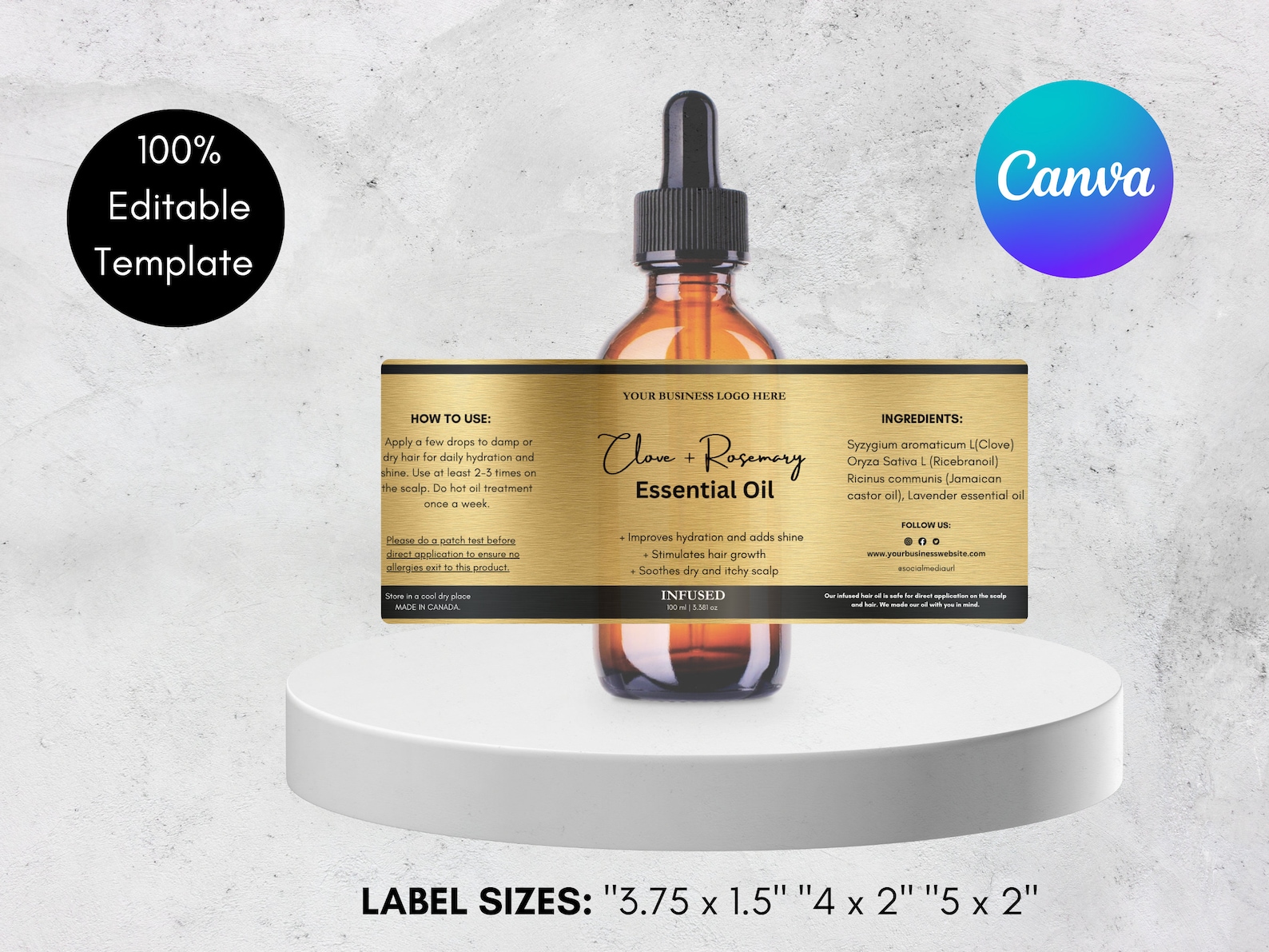 DIY Custom Label Template, Editable Product Label, Dropper Bottle Label ...
