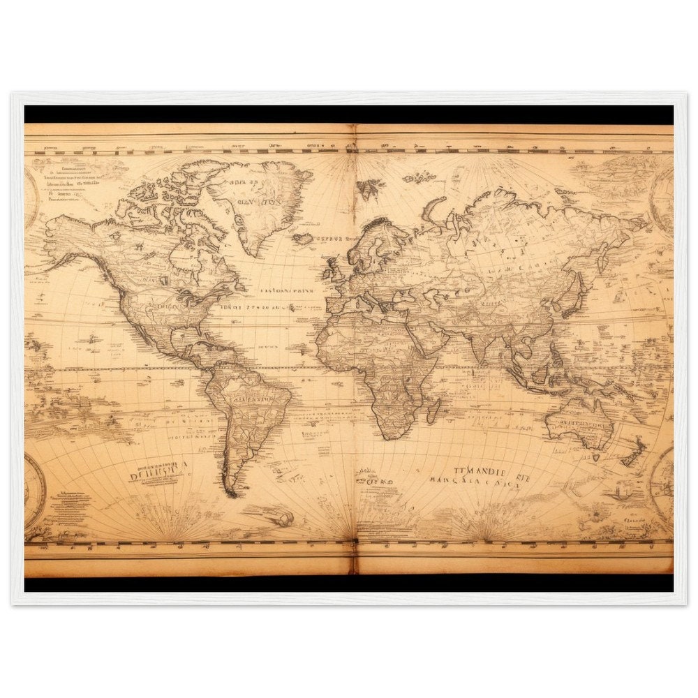 World Map Wooden Framed Poster, Wall Art, Wall Decor, Home Decor ...