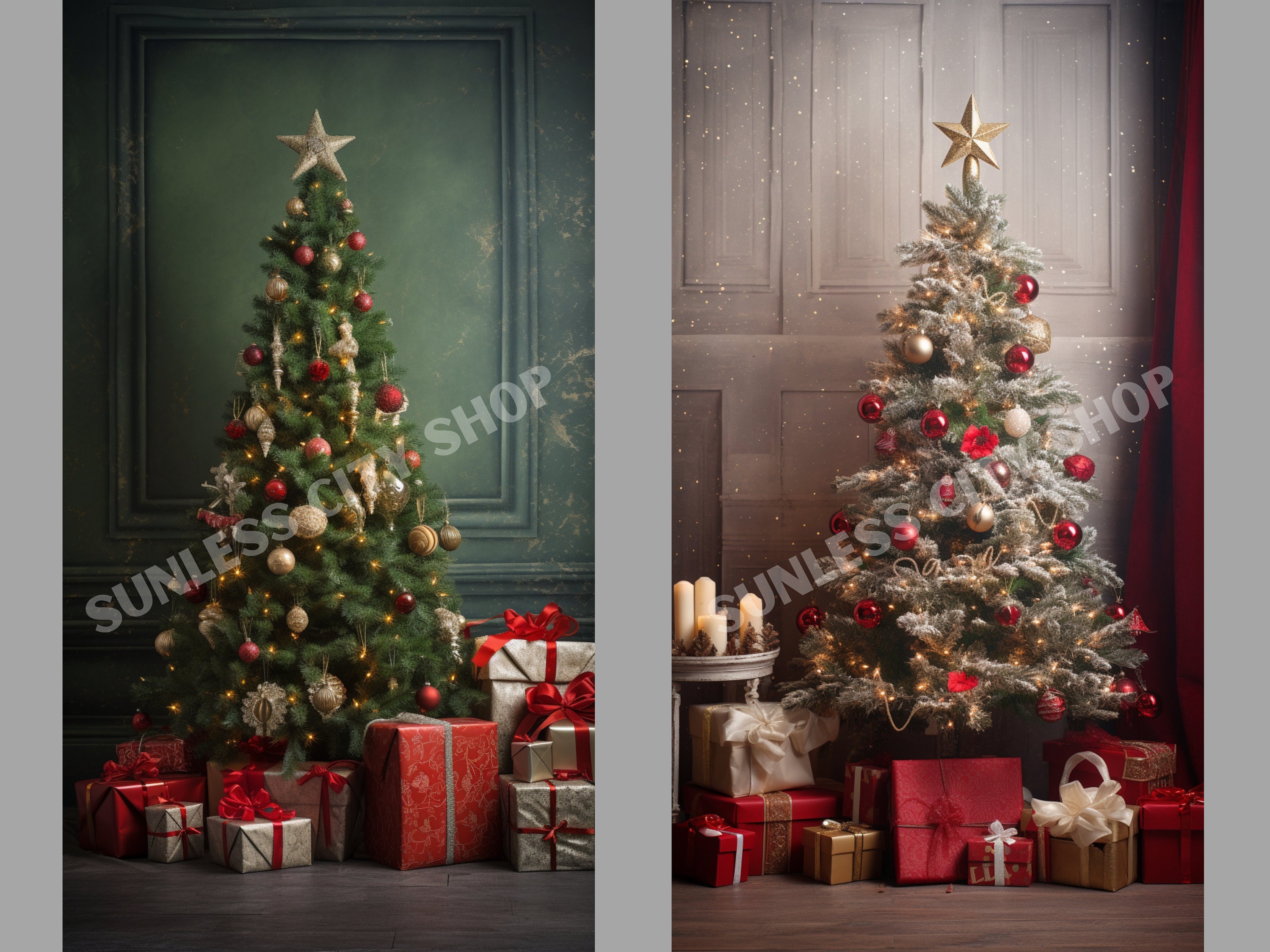 18 Christmas Tree Digital Backdrops, Digital Art, Backdrops, Background ...
