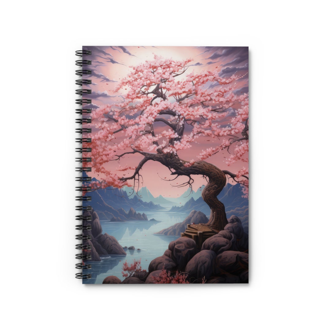 Cherry Blossom Tree Spiral Notebook Ruled Line Cherry - Etsy