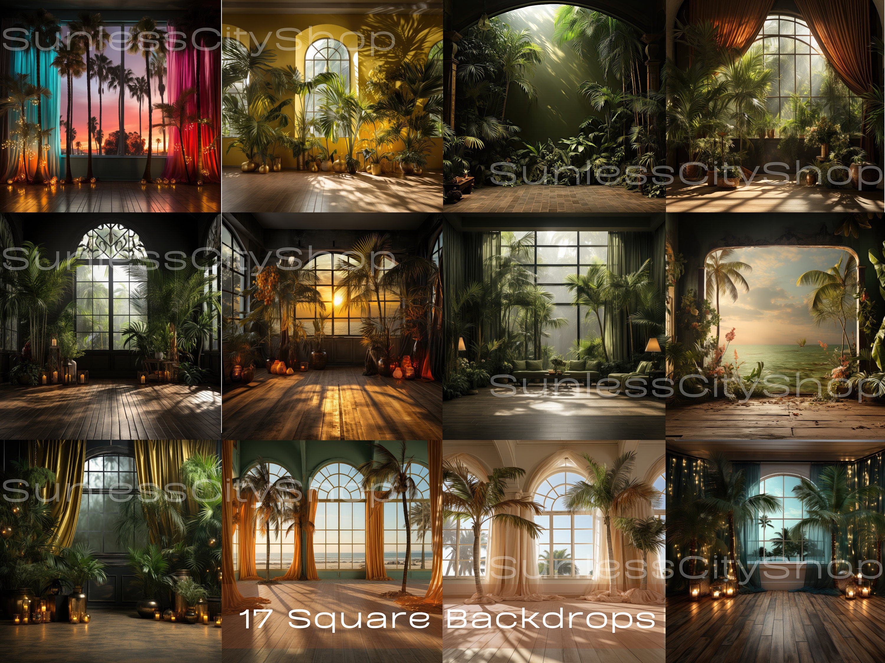 40 Palm Trees Digital Backdrops, Digital Art, Backdrops, Background ...