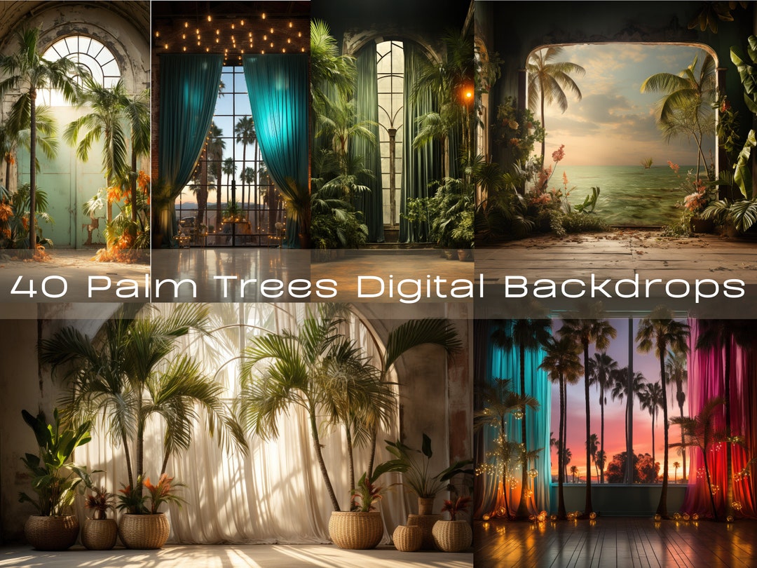 40 Palm Trees Digital Backdrops, Digital Art, Backdrops, Background ...