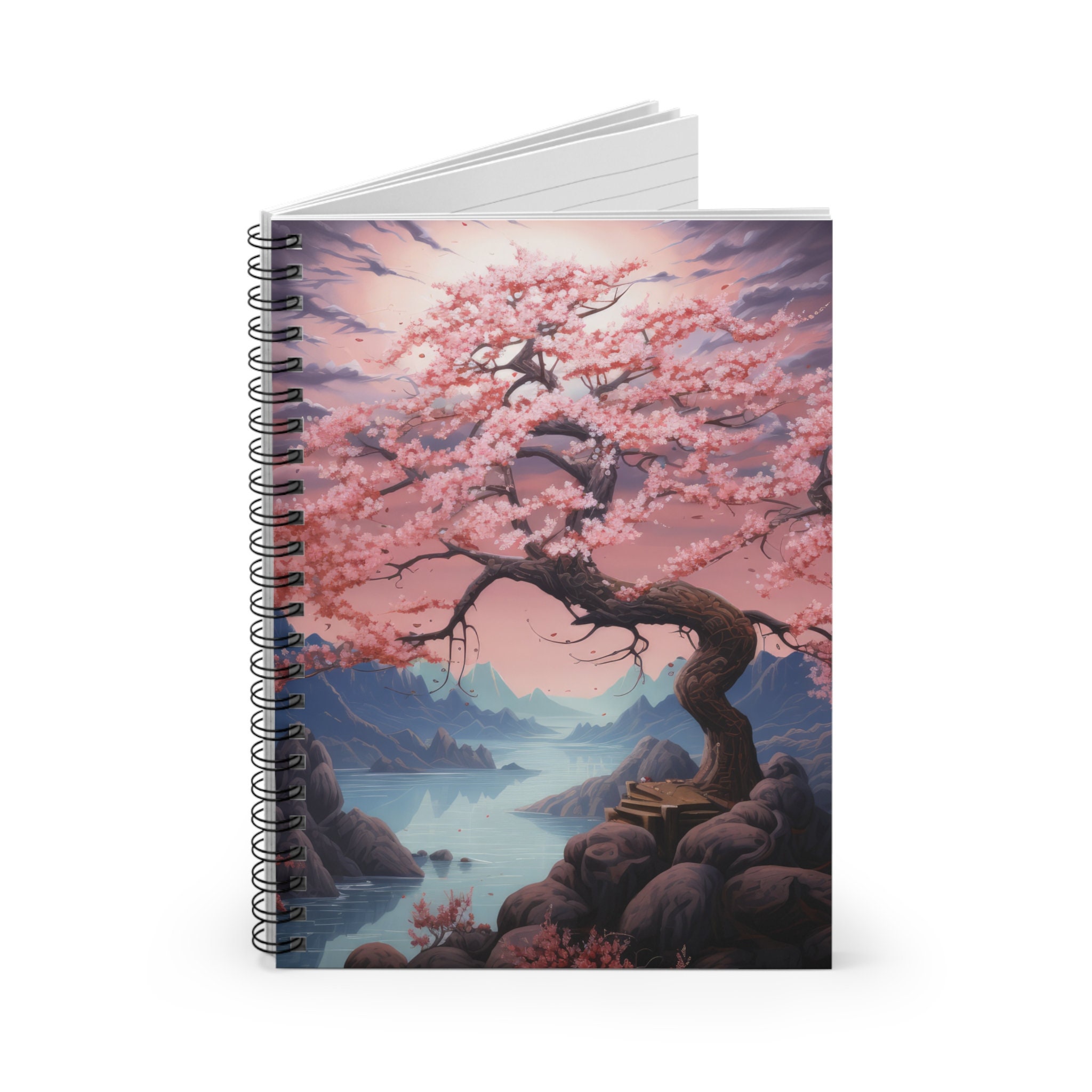 Cherry Blossom Tree Spiral Notebook Ruled Line Cherry - Etsy