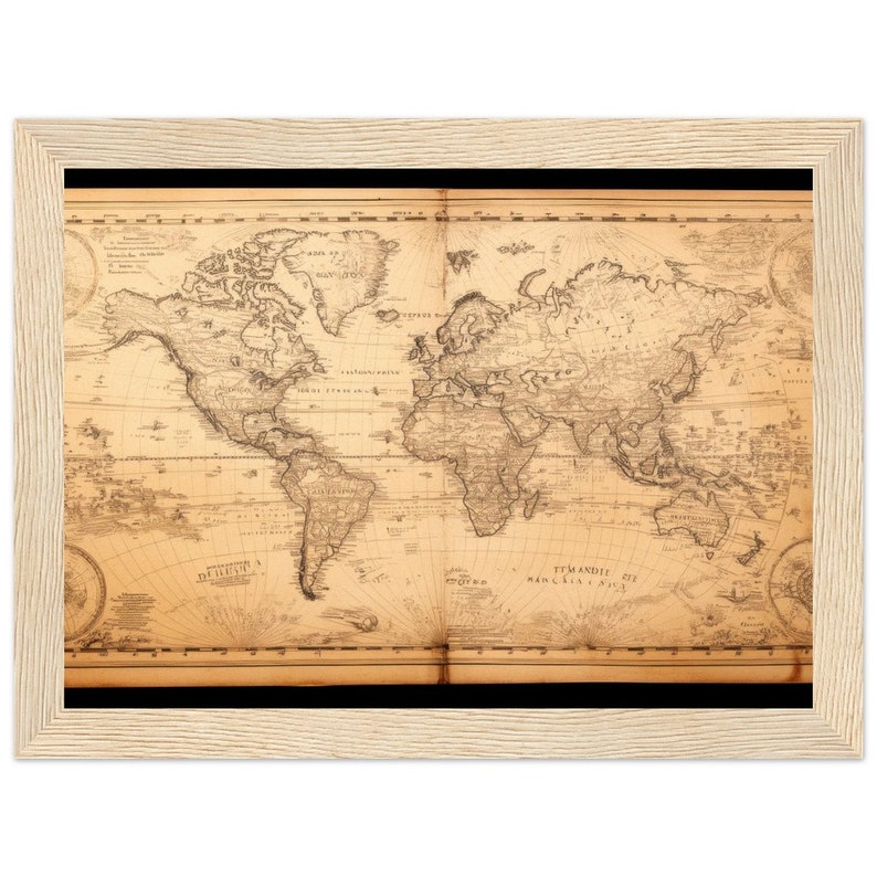 World Map Wooden Framed Poster, Wall Art, Wall Decor, Home Decor ...