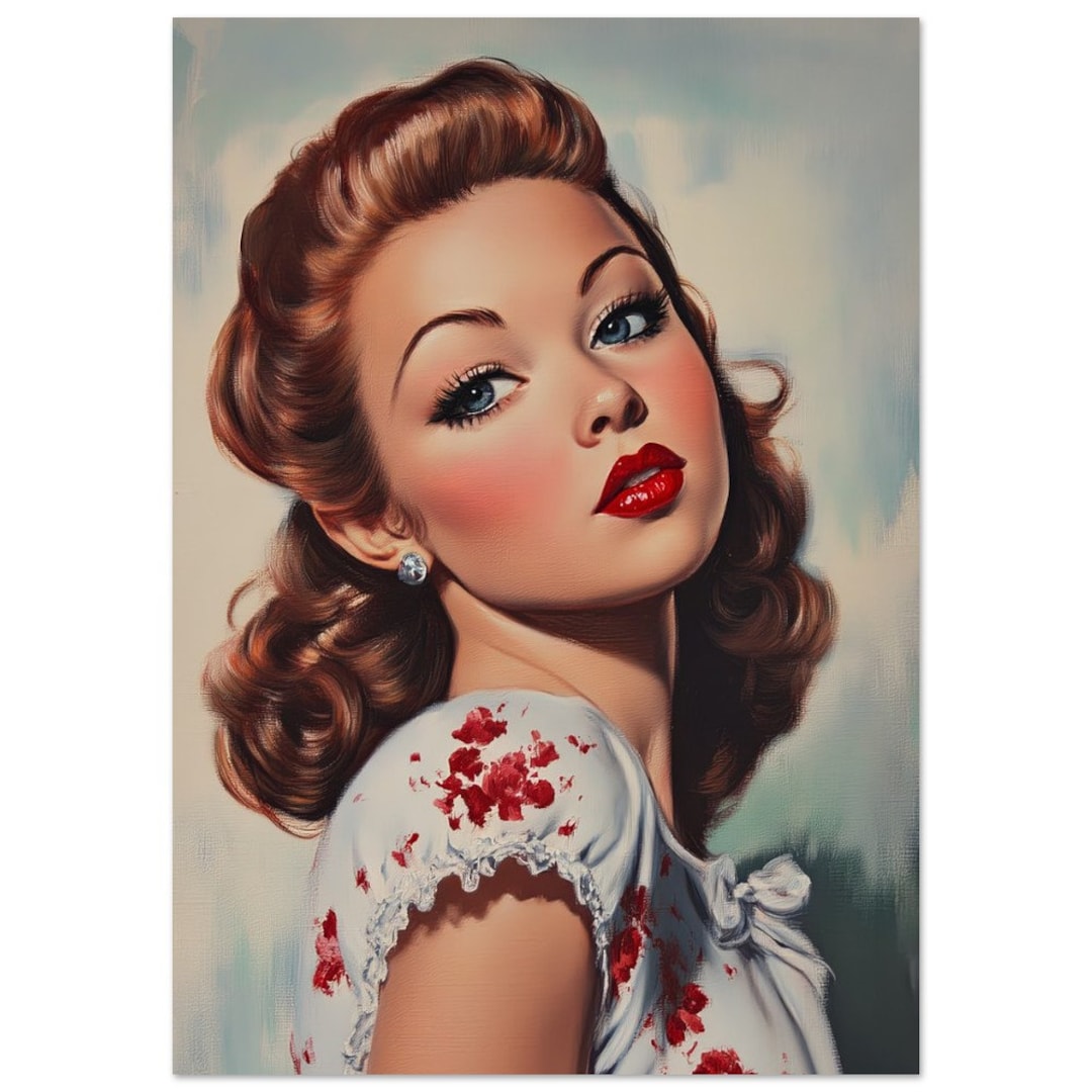 1950s Vintage Woman Poster, Premium Matte Paper Poster, Wall Decor ...