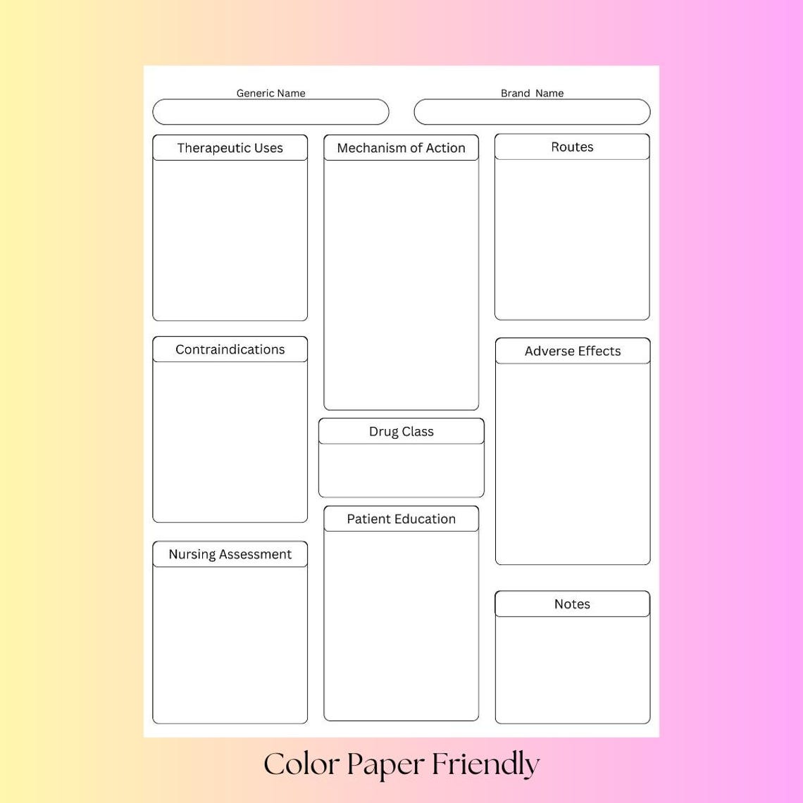 Pharmacology Template, Pharmacology Nursing Template, Nursing School ...