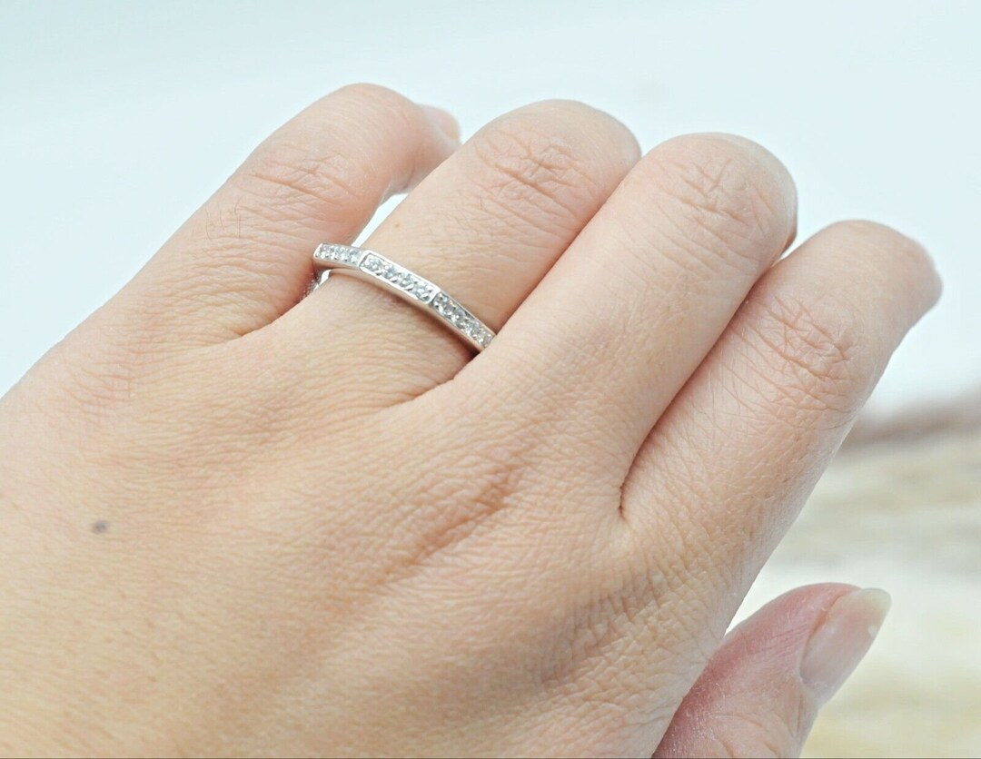 Honora 18k White Gold Diamond Wedding Band Ring 7us - Etsy