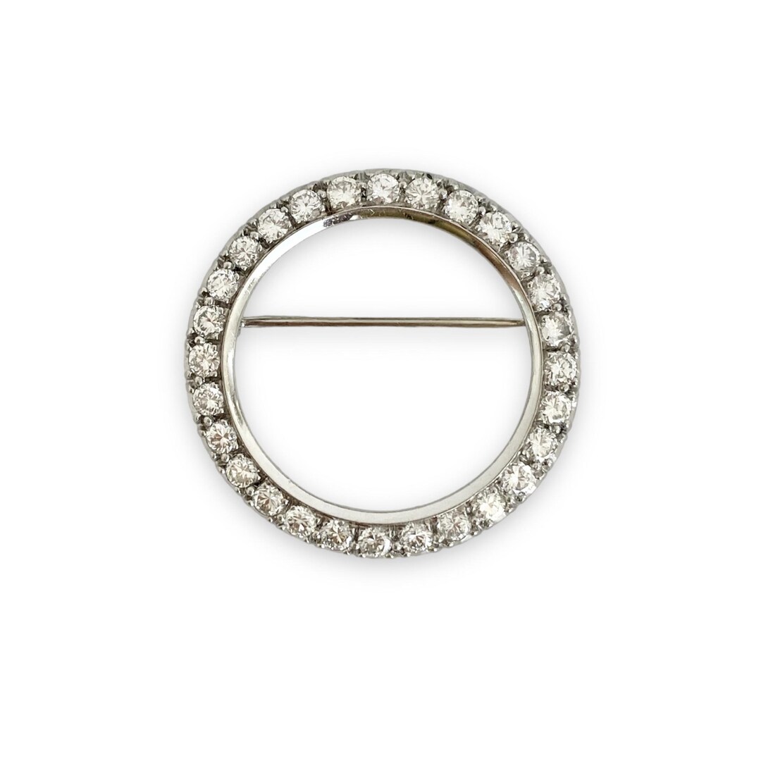 Diamond Round Circle Brooch 1.40ctw in Platinum - Etsy