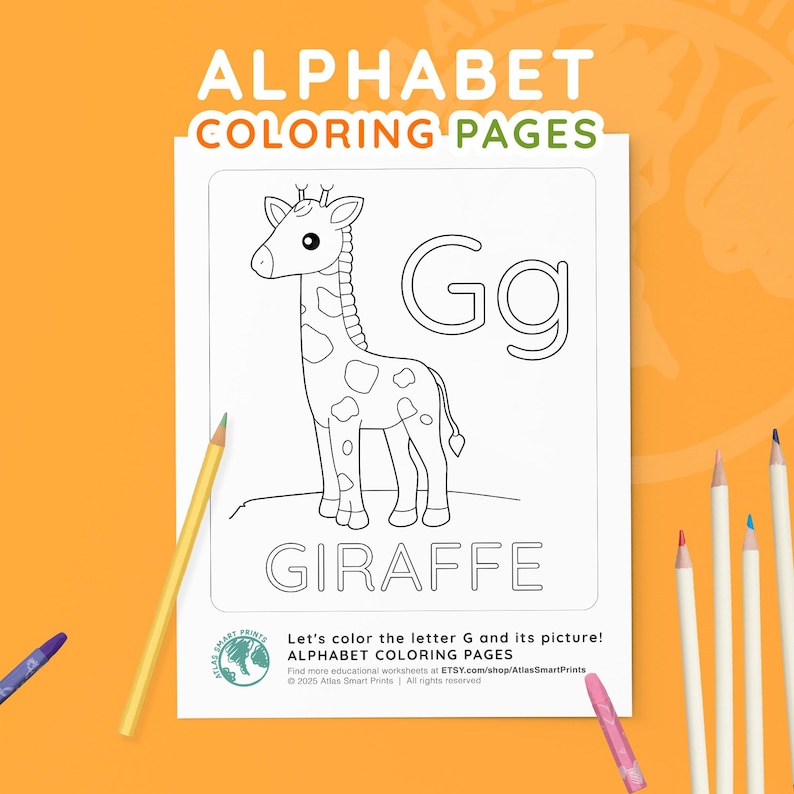 Letter G Coloring Page | Alphabet Coloring Worksheet for Kids ...
