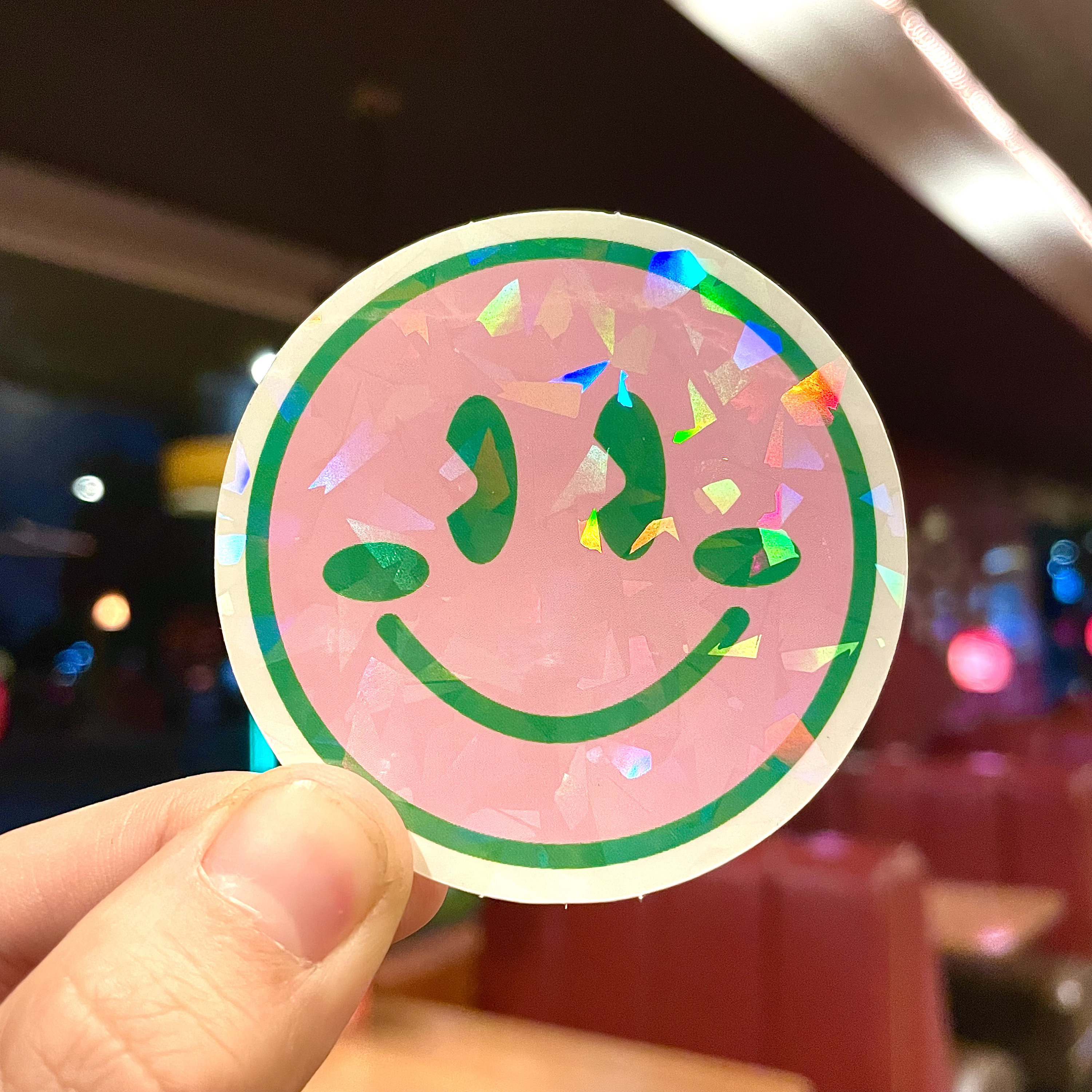 Smiley Face Holographic Sticker - Etsy