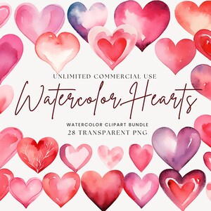 Watercolor Hearts Clipart Love Clipart Valentine's Day Clipart Special Valentines Clipart Heart ...