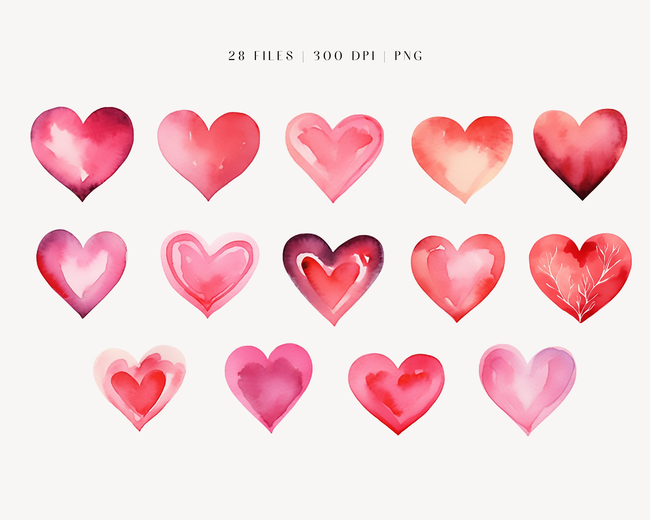 Watercolor Hearts Clipart Love Clipart Valentine's Day Clipart Special ...