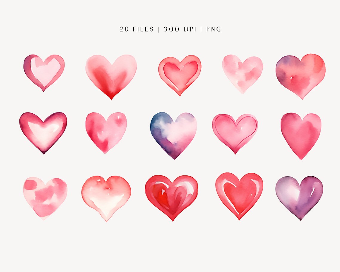 Watercolor Hearts Clipart Love Clipart Valentine's Day Clipart Special Valentines Clipart Heart ...