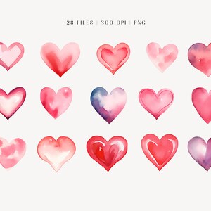 Watercolor Hearts Clipart Love Clipart Valentine's Day Clipart Special ...