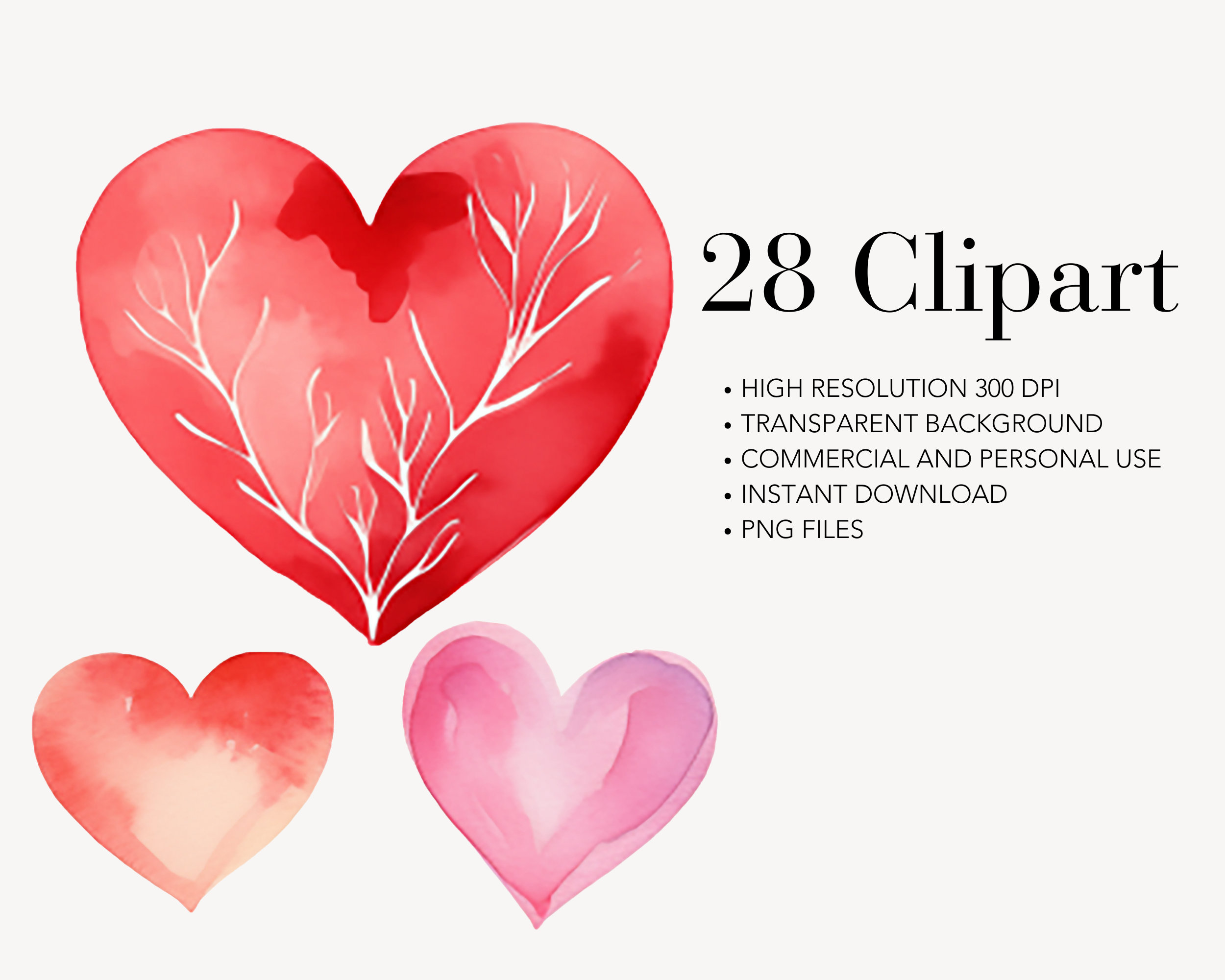 Watercolor Hearts Clipart Love Clipart Valentine's Day Clipart Special ...