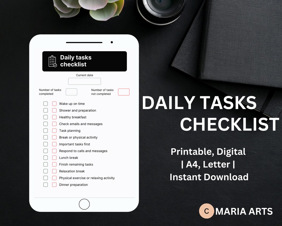Daily Tasks Checklist Tasks List Checklist - Etsy