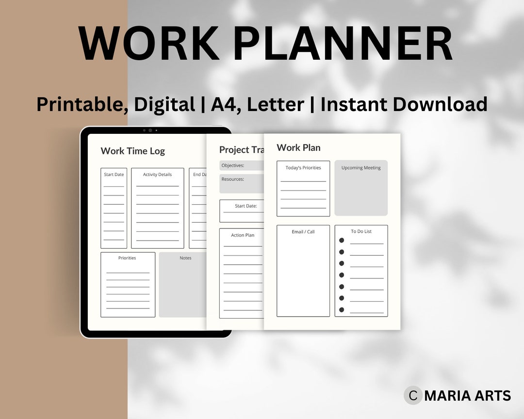 Digital Work Planner Work Day Organizer Daily Planner Work - Etsy