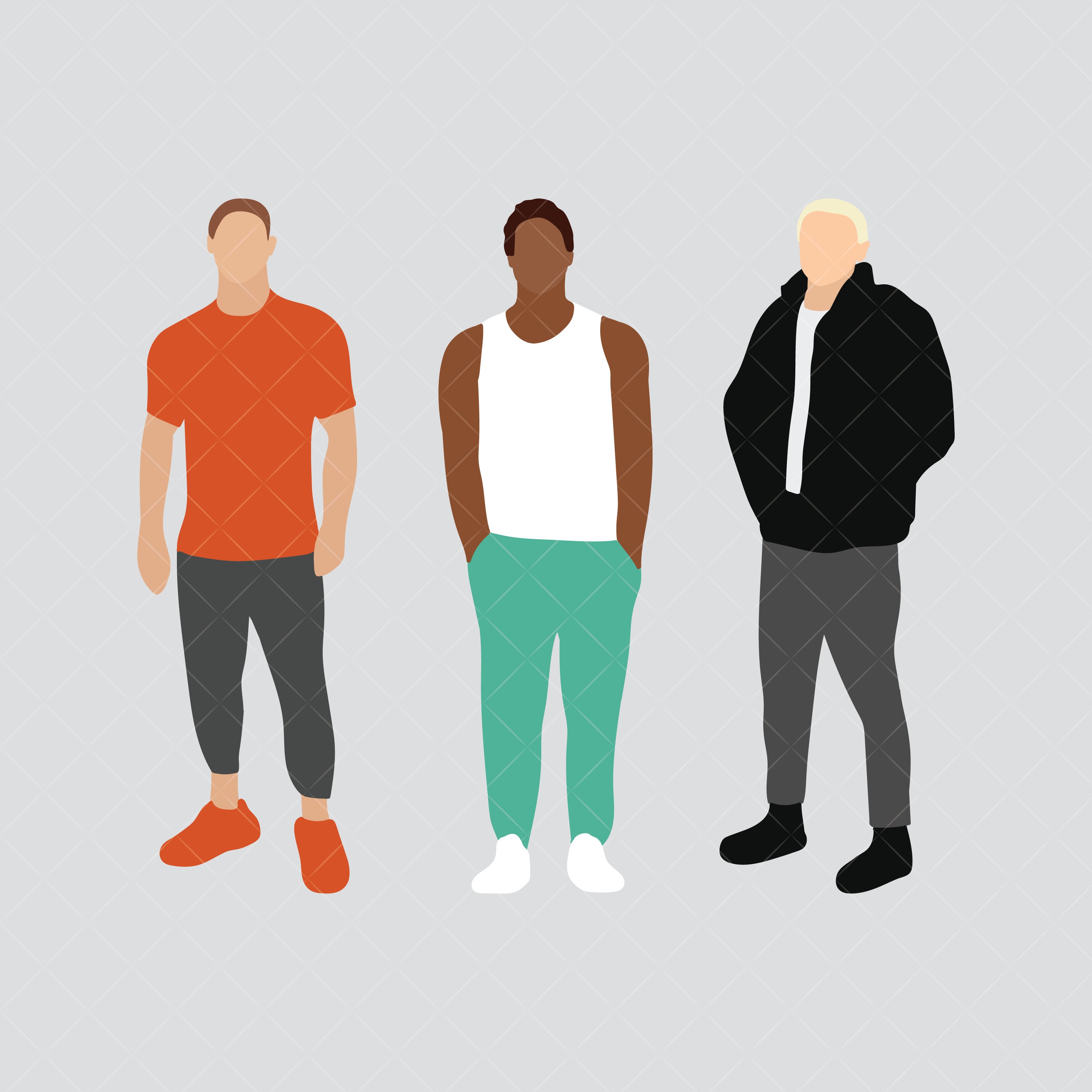 15 VECTOR PEOPLE STANDING | Diverse Set of People in Different Standing ...