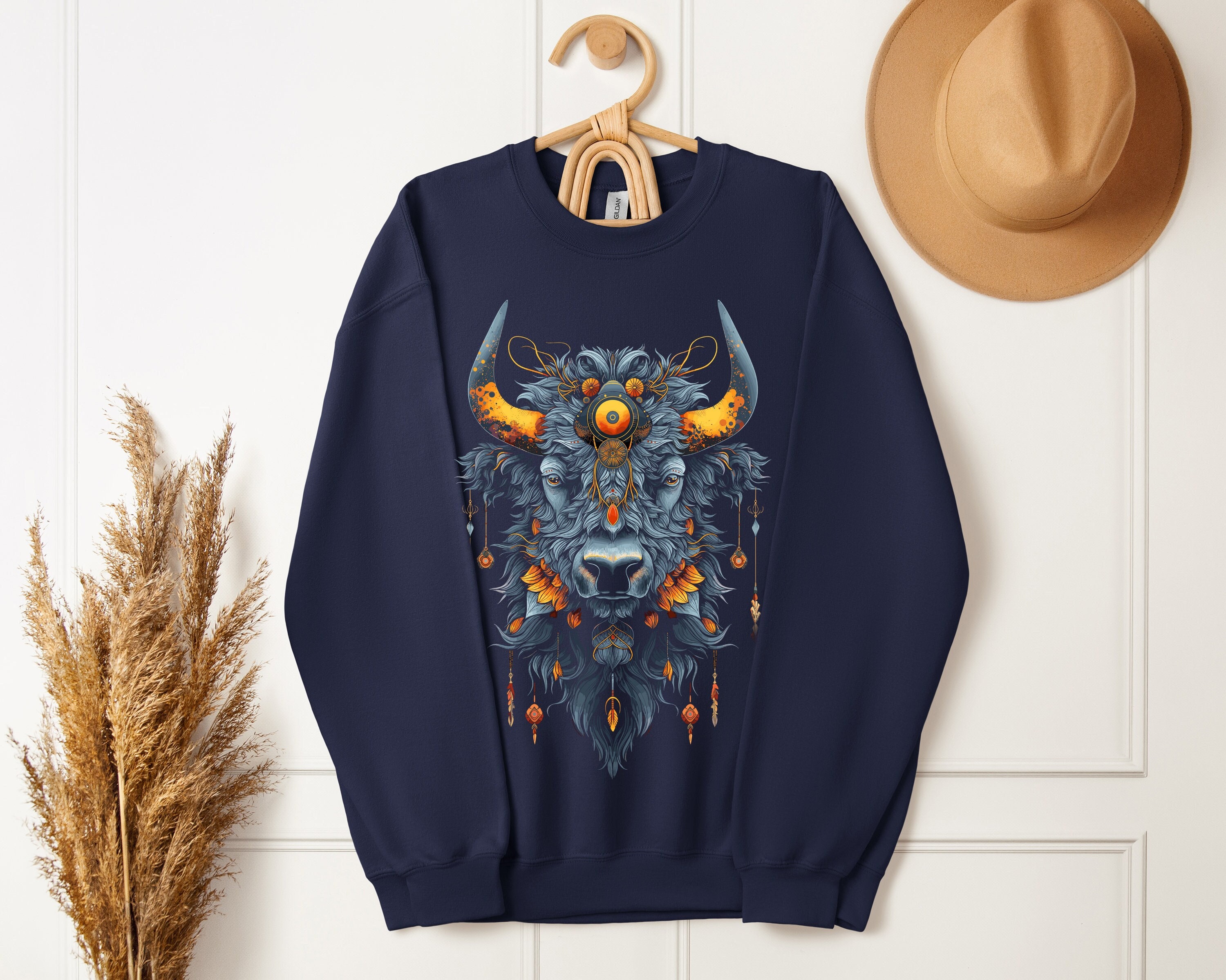 Buffalo Sweatshirt, Bison Spirit Animal Totem Sweater, Shamanic Power ...