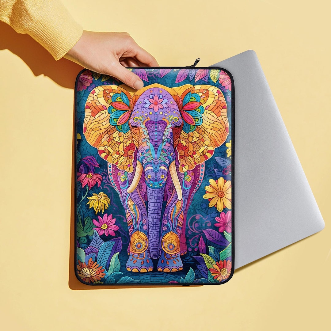 Boho Elephant Laptop Sleeve 12" 13" 15" MacBook Case, Colorful ...