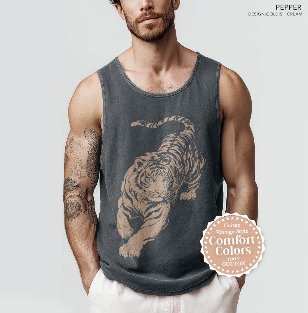Vintage Tiger Tank Top Comfort Colors Tanks Cotton Men Women Tanktop ...