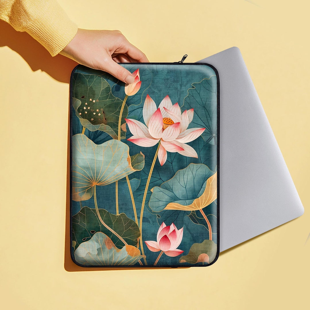 Lotus Laptop Sleeve, Water Lily MacBook Sleeve, Floral Tablet Cover ...
