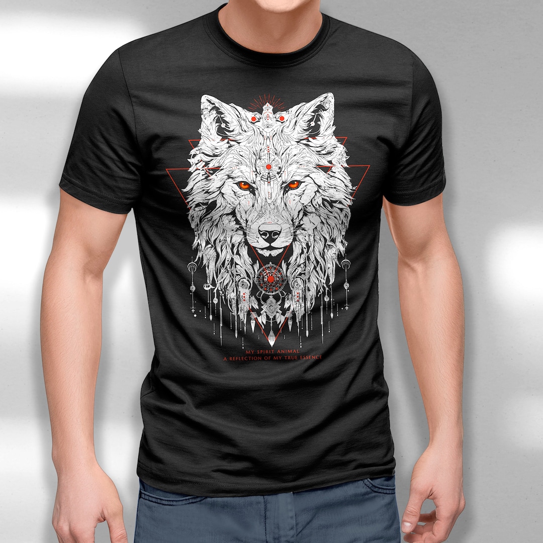 Wolf T-shirt, White Wolf Shirt, Shamanic Wolf Shirts, Wolf Spirit ...